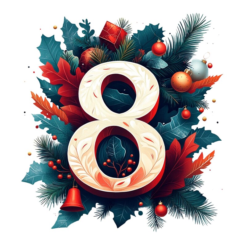 Christmas Numbers Clipart: Holiday PNG Bundle (digital Download ...