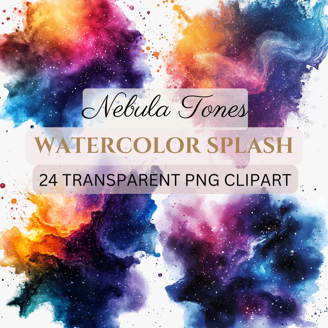 Nebula 24 PNG Watercolor SPLASH - Nebula Colors - Clip Arts (300 Dpi ...
