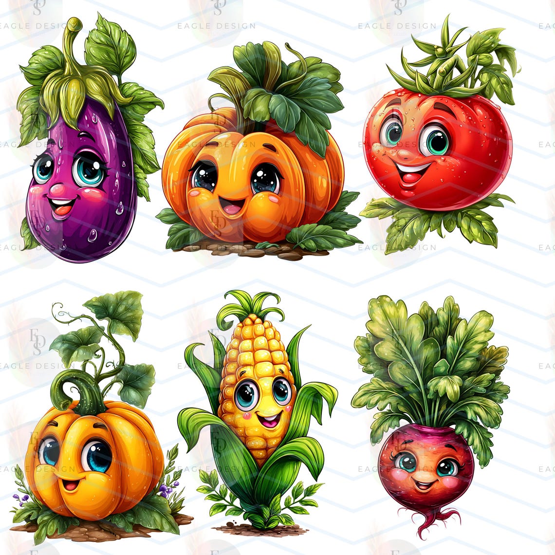 45 PNG VEGETABLES Cute Smiling Clipart | Veggies With Face ...