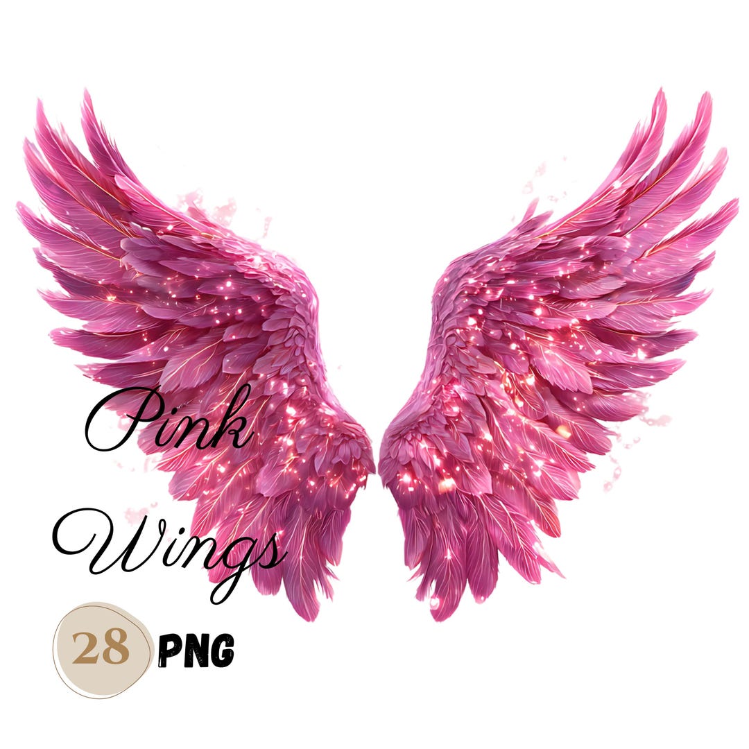28 PNG Pink Angel Wings Clipart Bundle, Ethereal Pink WINGS ...