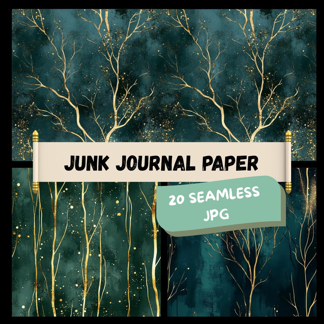 20 Dark Gold Seamless Digital Paper | Junk Journal Backgrounds 12x12 ...
