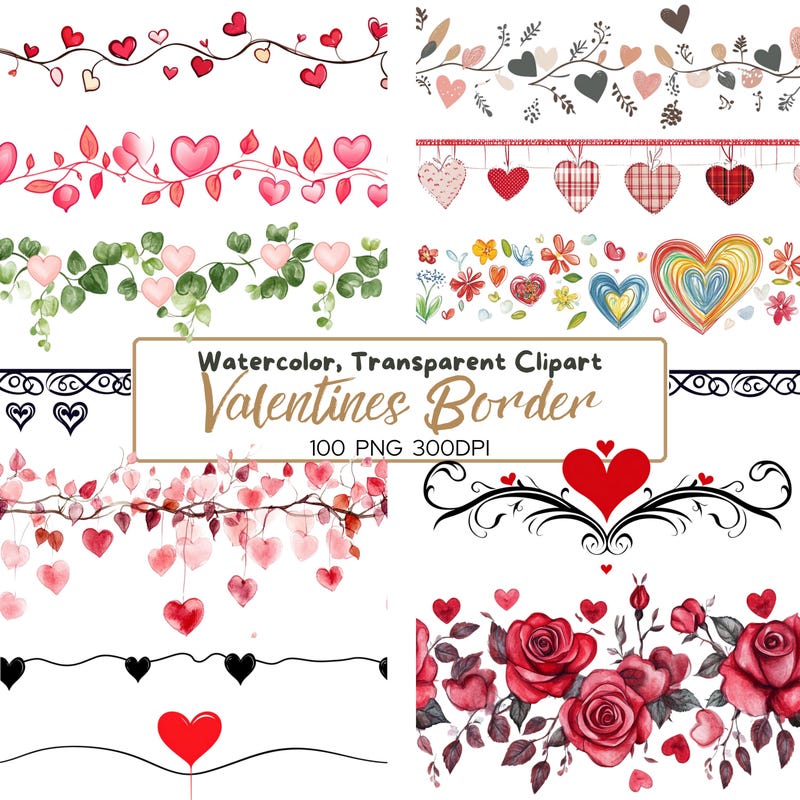 Valentine Border Clip Art Png - Etsy