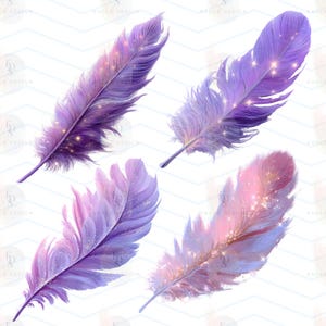 Sparkling Pastel Feather Clipart Bundle, 23 PNG Glitter Feathers ...