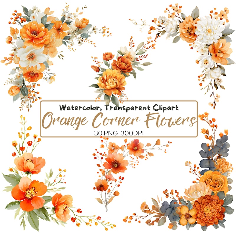 Orange Flowers Border Png - Etsy