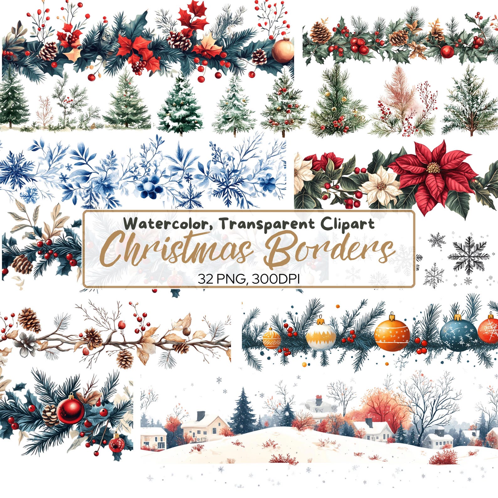 32 PNG Christmas BORDER Clipart – Festive Holiday Borders With ...