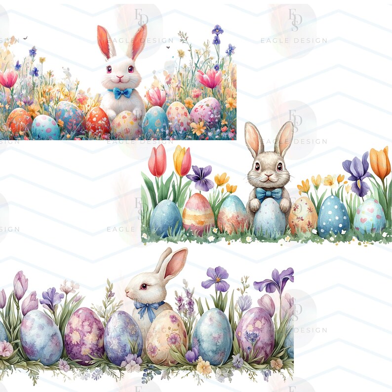32 PNG Easter BORDER Clipart – Spring Floral Bunny Chicken Borders With ...