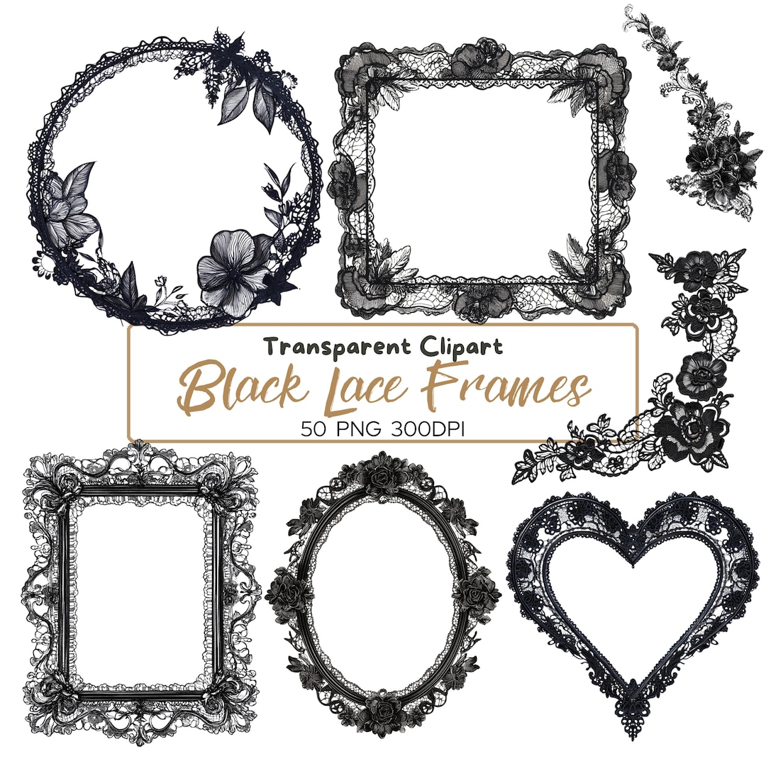 50 PNG BLACK Lace Frame, Antique Frame, Clipart, Transparent Clip Art ...