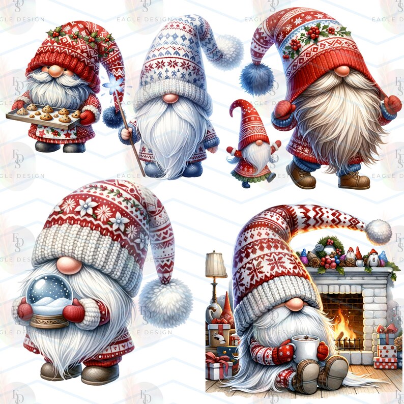 Watercolor Christmas Gnomes Clipart Set: Holiday PNG Files (digital ...