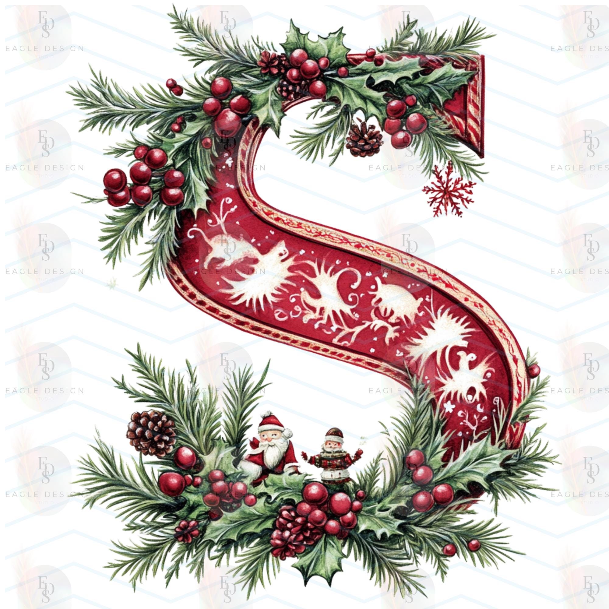 CHRISTMAS Initial Letters Bundle Card Clipart, English Alphabet Letters ...