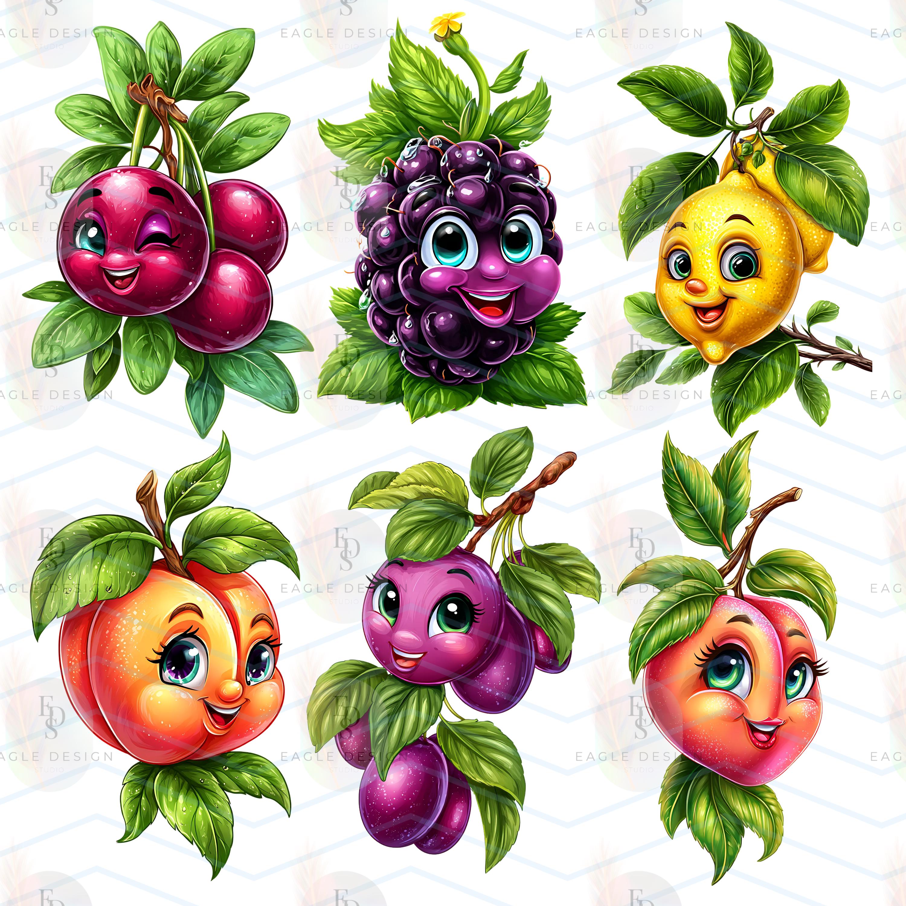 38 PNG FRUIT Cute Smiling Fruits Clipart | Fruit With Face ...