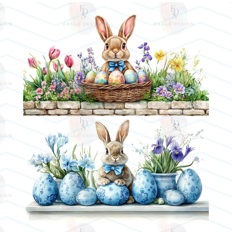 32 PNG Easter BORDER Clipart – Spring Floral Bunny Chicken Borders With ...