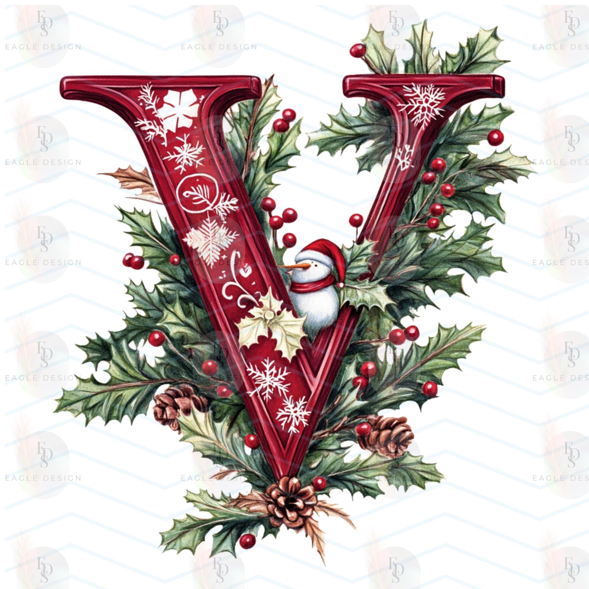 CHRISTMAS Initial Letters Bundle Card Clipart, English Alphabet Letters ...