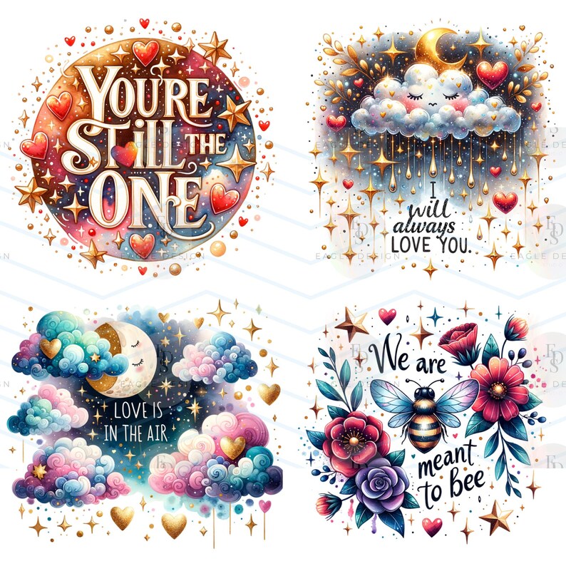 Love Quotes Clipart PNG Bundle: Valentine's Day Affirmations (digital ...