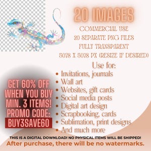 Fantasy Lizard Clipart Bundle, Glitter LIZARDS Clip Art PNG, Sparkling Whimsical Lizards, Cute ...