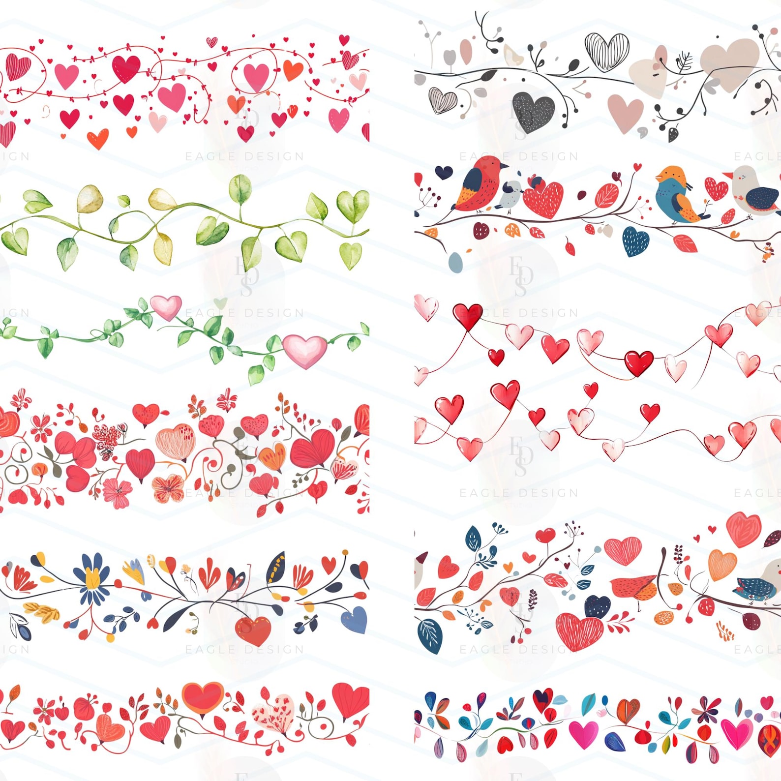 100 PNG Valentines BORDER Clipart – Heart Love Borders With Transparent ...