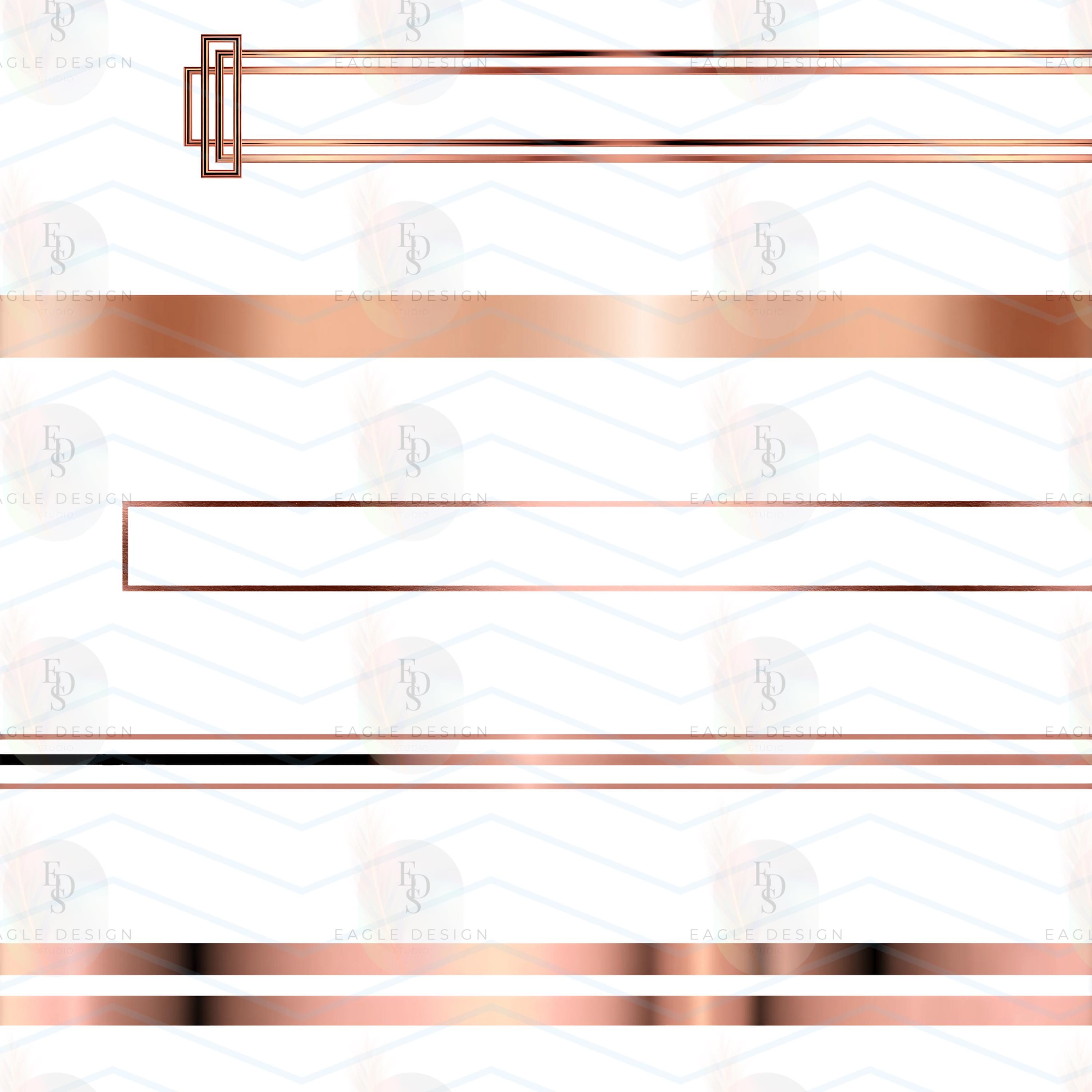 Rose Gold Border Clipart: Elegant Dividers, Vintage Ornaments (PNG ...