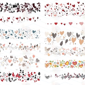 100 PNG Valentines BORDER Clipart – Heart Love Borders With Transparent ...