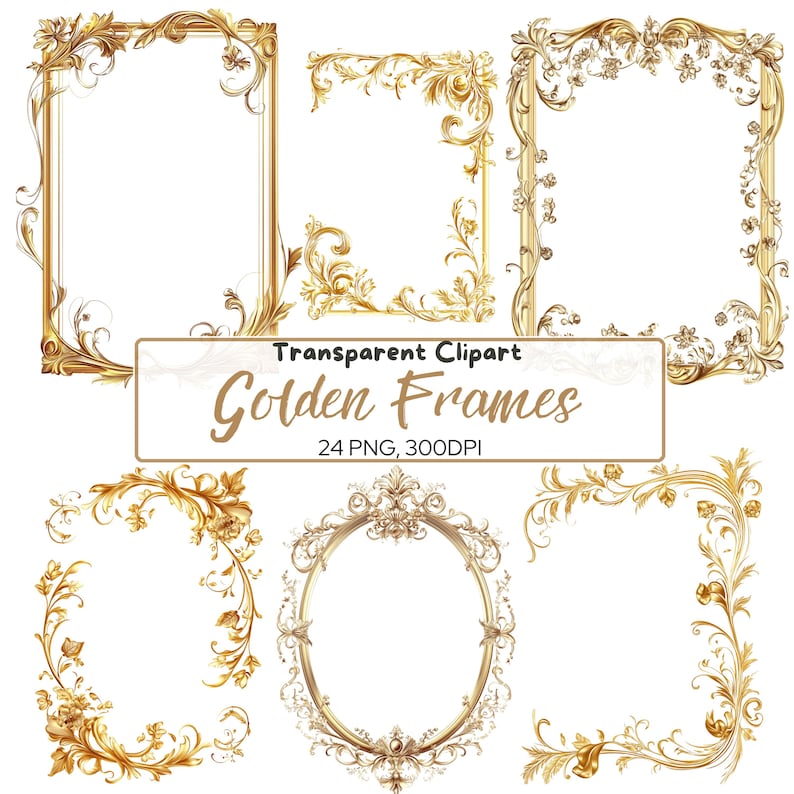 24 PNG GOLDEN Frame Clipart, Transparent Clip Art, Commercial Use ...