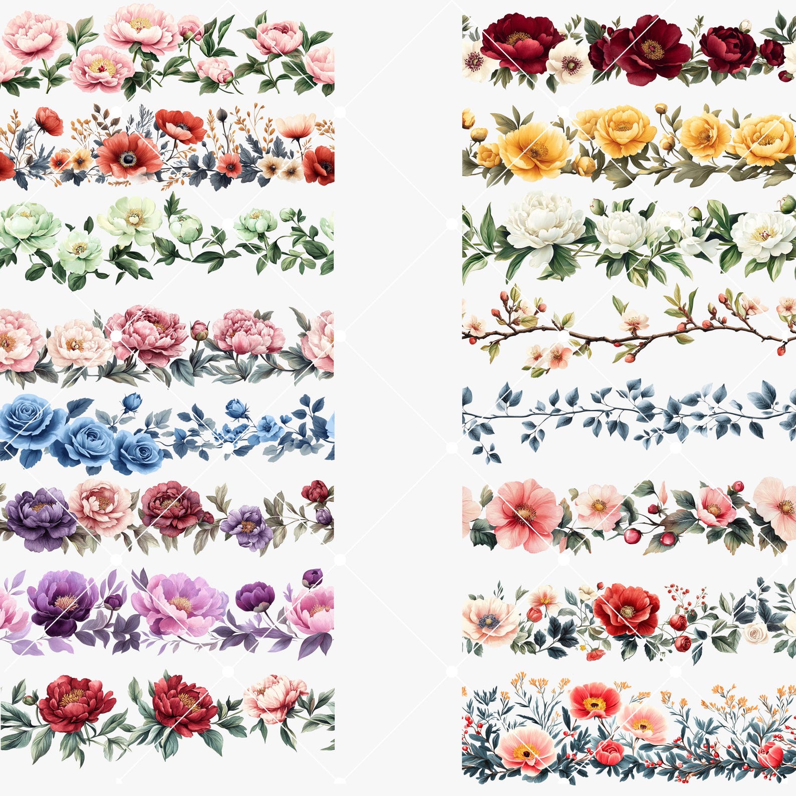 100 PNG Floral BORDER, Flower Clipart, Seamless Flower Border ...