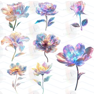 50 PNG GLOWING FLOWERS Clip Arts (300 Dpi, Commercial Use, Bundle ...