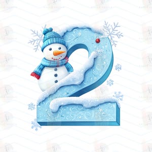 Winter Numbers Clipart: Snowflakes, Snowman, Illuminated PNG (digital ...