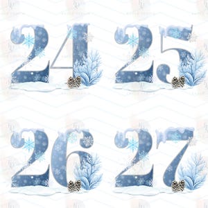 32 PNG, WINTER Vibe Numbers Bundle Card Clipart, Christmas Clipart ...