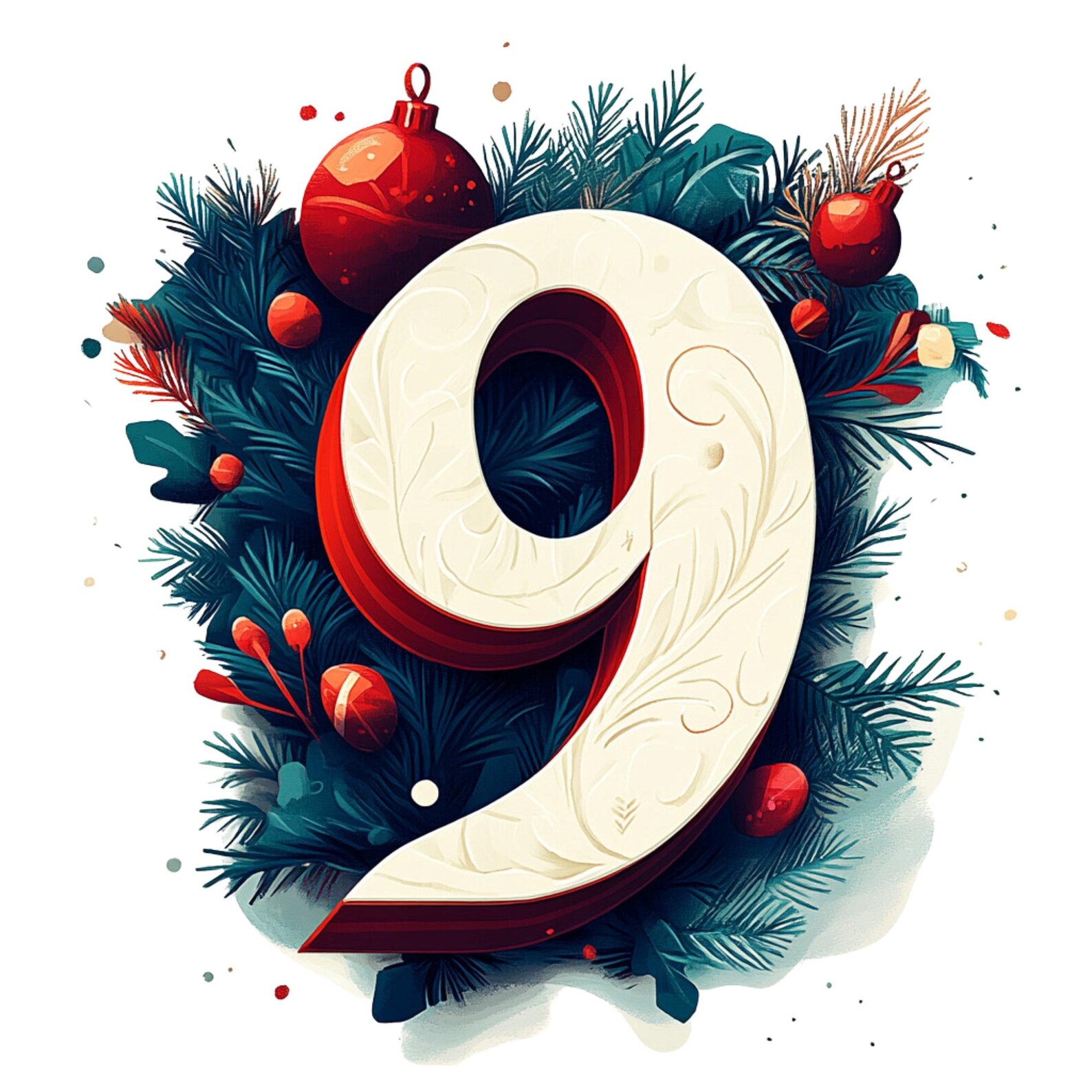 Christmas Numbers Clipart: Holiday PNG Bundle (digital Download ...