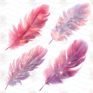 Sparkling Pastel Feather Clipart Bundle, 23 PNG Glitter Feathers ...
