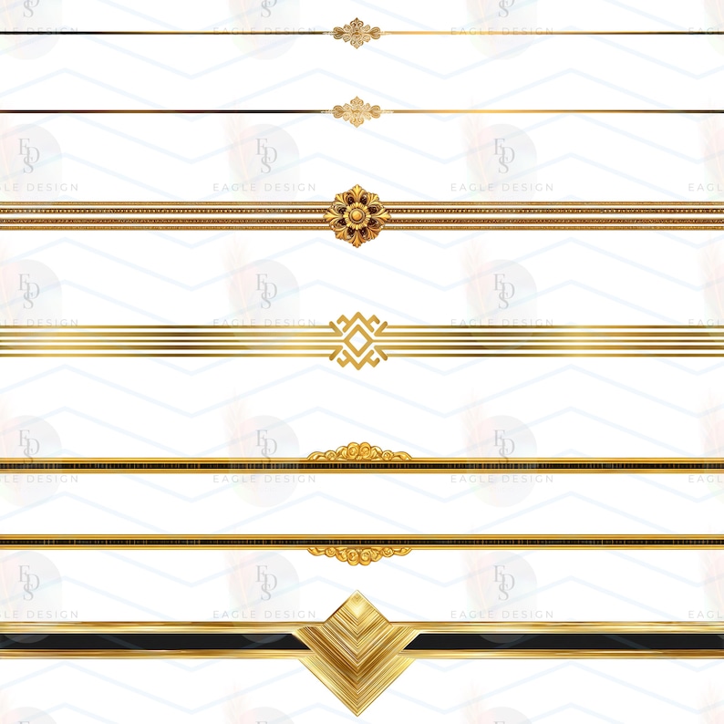20 Gold Border Clipart PNG | Minimalist Dividers | Elegant Gold Line ...