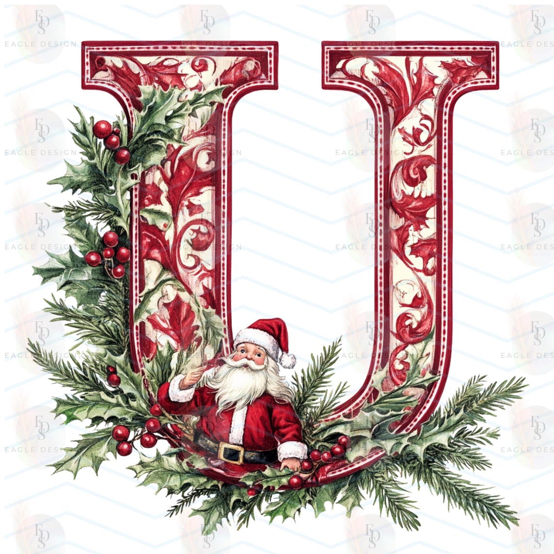 CHRISTMAS Initial Letters Bundle Card Clipart, English Alphabet Letters ...
