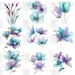 60 PNG TEAL and Purple Watercolor FLOWERS Clip Arts (300 Dpi ...