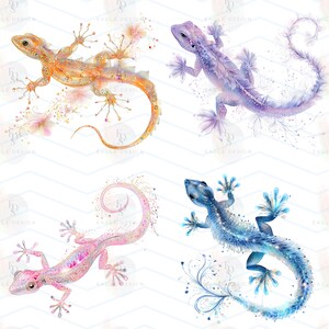 Fantasy Lizard Clipart Bundle, Glitter LIZARDS Clip Art PNG, Sparkling Whimsical Lizards, Cute ...