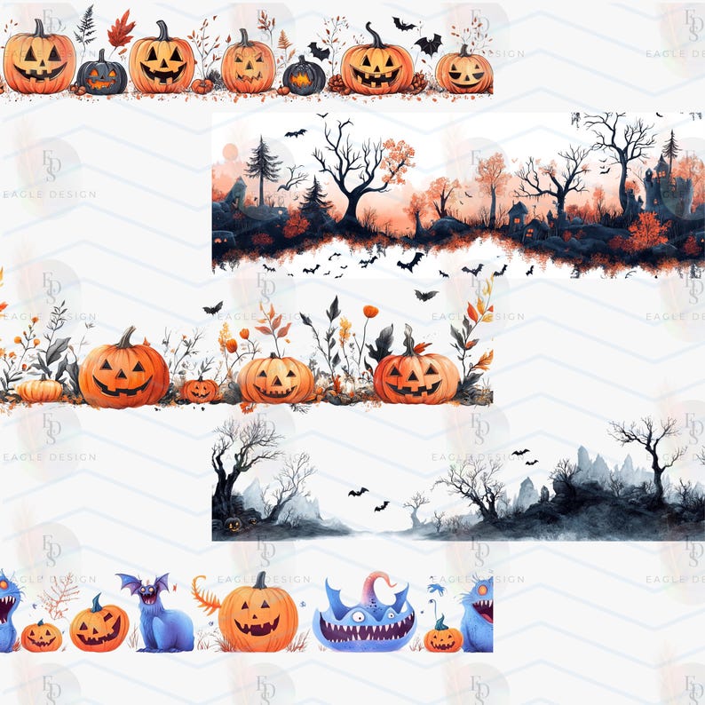 37 PNG Halloween BORDER Clipart, Seamless Border, Transparent Pumpkin ...