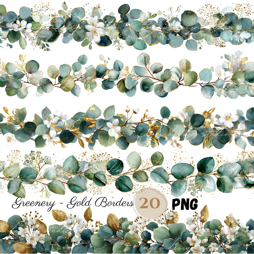 20 PNG Greenery BORDER, Clipart, Transparent Greenery Gold Clip Art ...