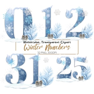 32 PNG, WINTER Vibe Numbers Bundle Card Clipart, Christmas Clipart ...