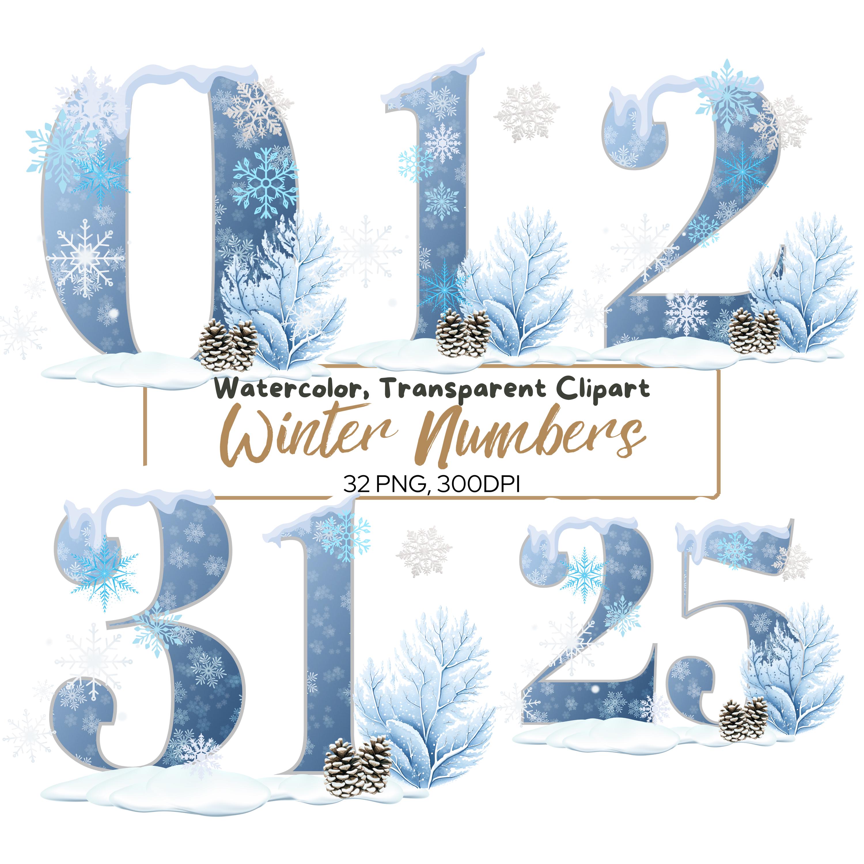 32 PNG, WINTER Vibe Numbers Bundle Card Clipart, Christmas Clipart ...
