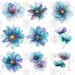 60 PNG TEAL and Purple Watercolor FLOWERS Clip Arts (300 Dpi ...