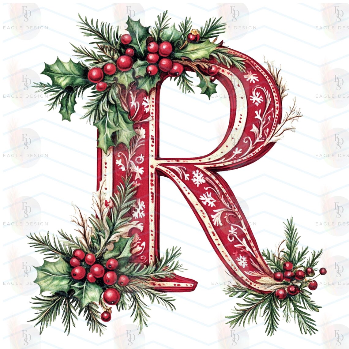 CHRISTMAS Initial Letters Bundle Card Clipart, English Alphabet Letters ...