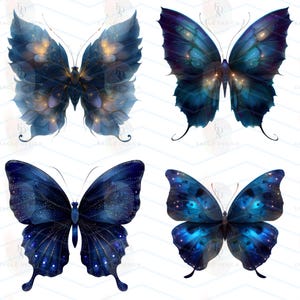 Ethereal Dark Blue Butterfly Clipart: 22 PNG Illustrations (digital ...