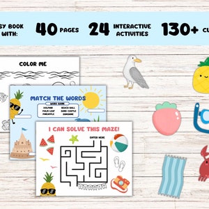 Toddler Summer Busy Book Printable Interactive Activities With Cutouts ...