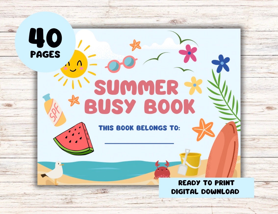 Toddler Summer Busy Book Printable Interactive Activities With Cutouts ...