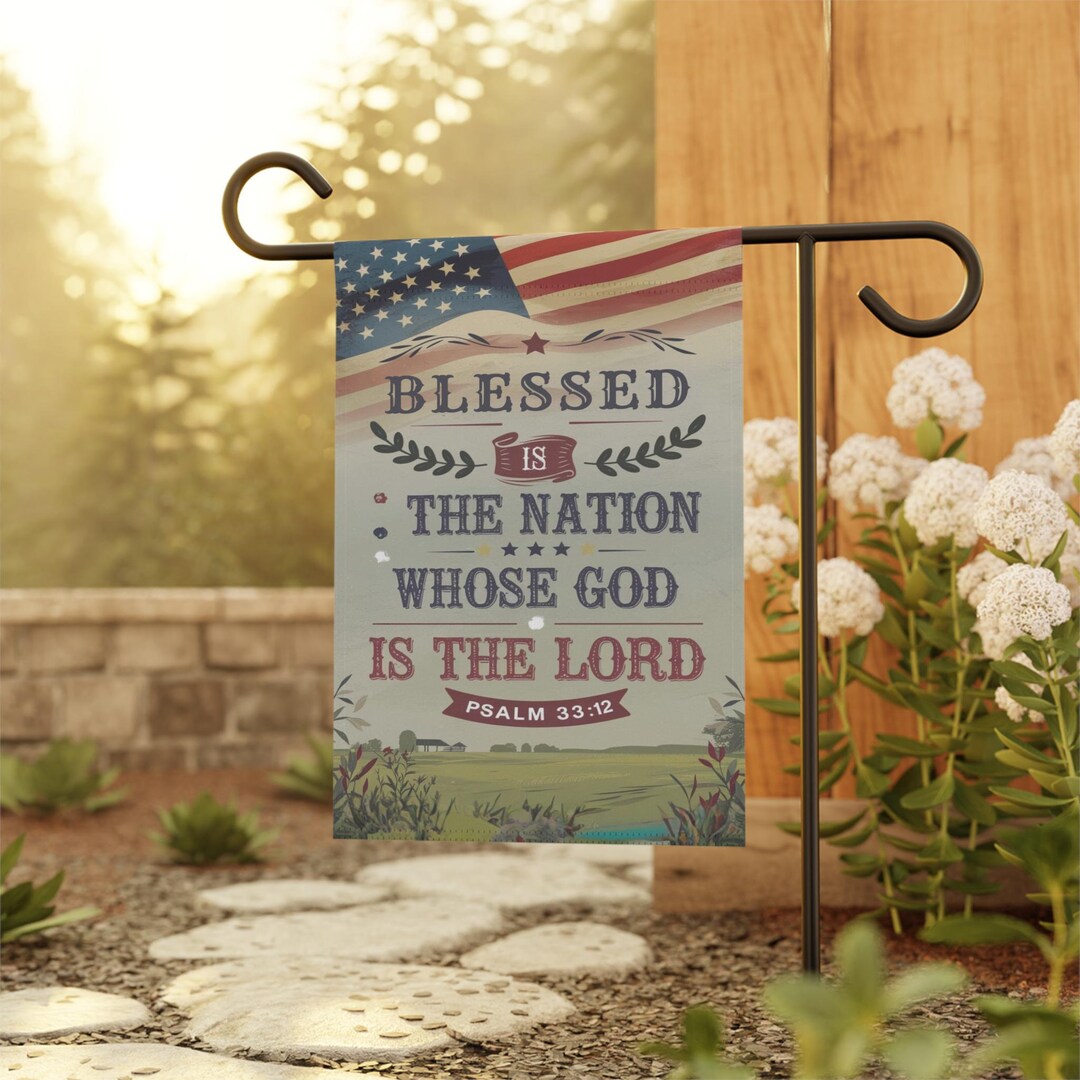 Patriotic Psalm 33:12 Banner Flag, Christian Patriot Garden Flag, 4th ...
