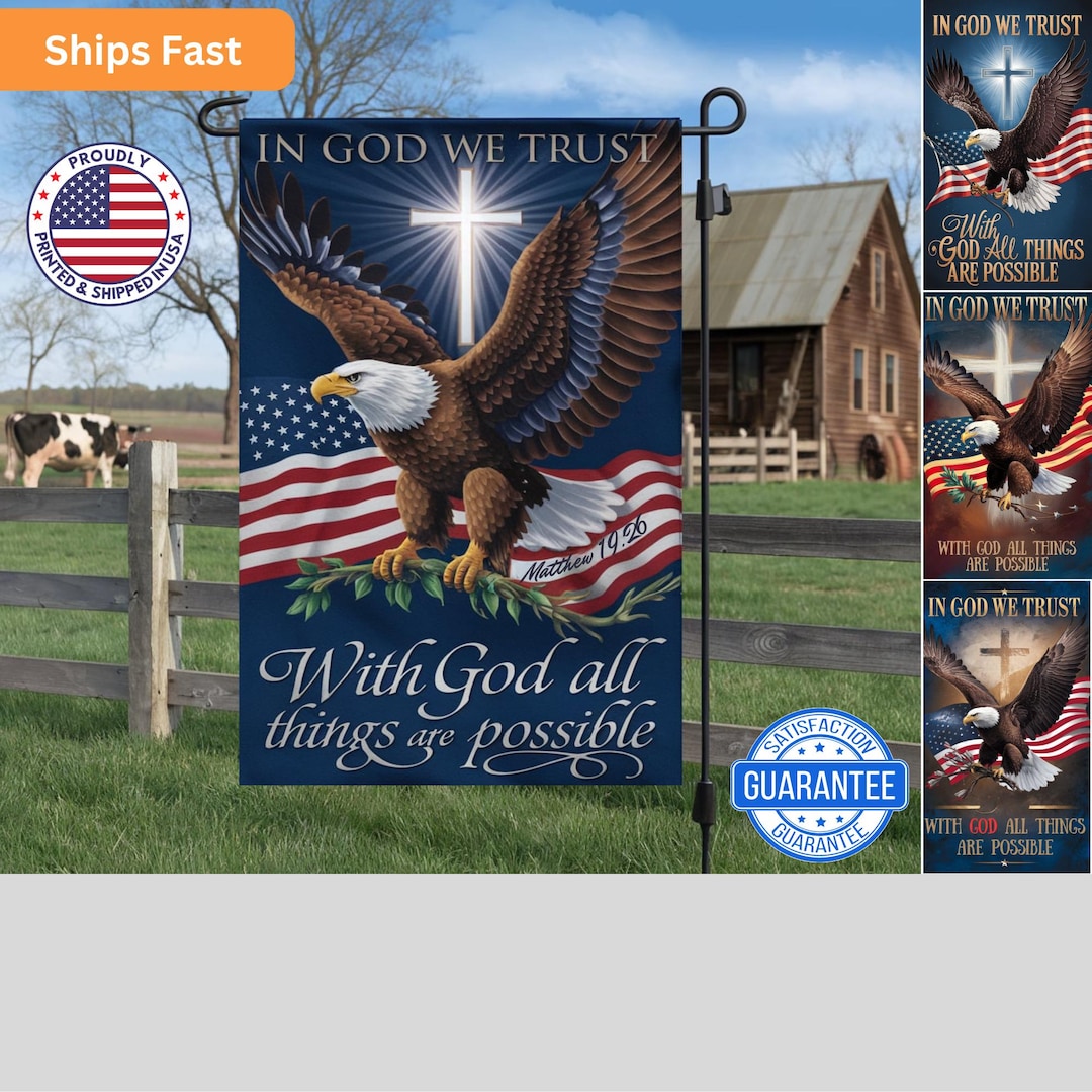 Christian Garden Flag, in God We Trust Garden Banner Flag, With God All ...