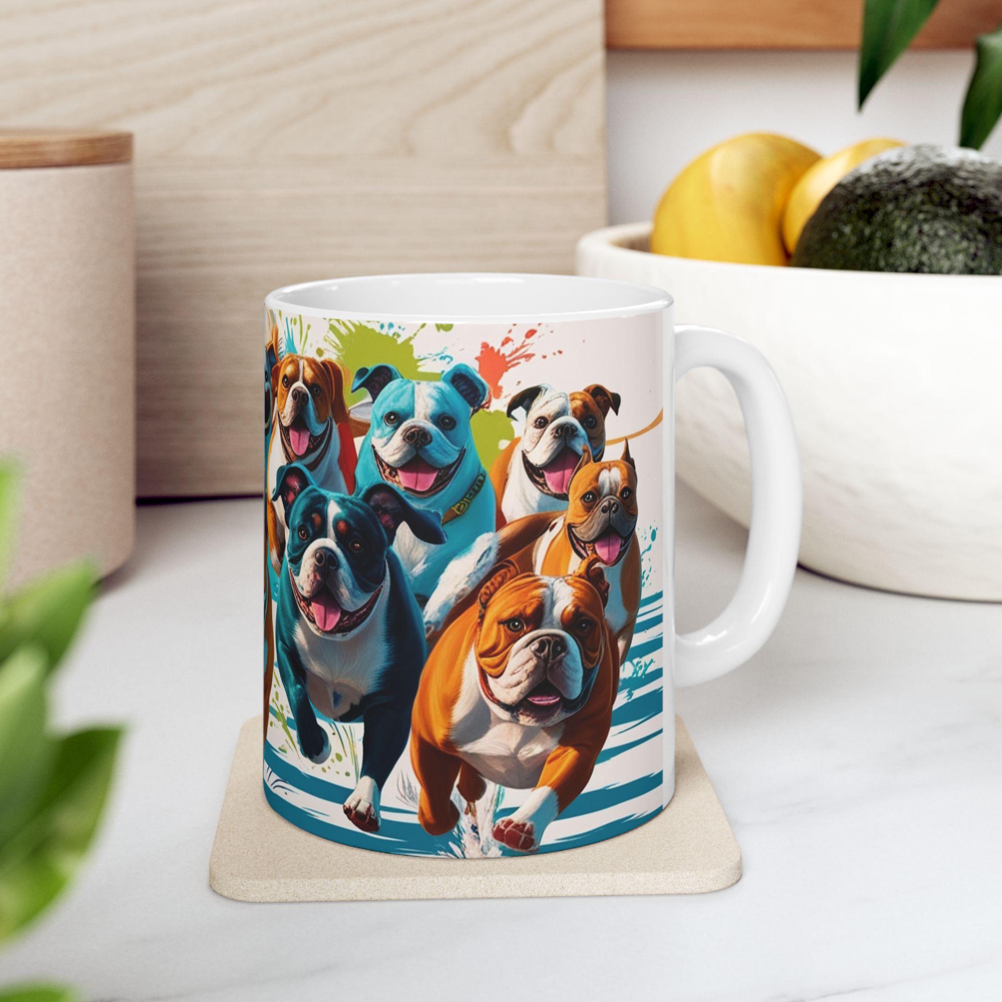 Joyful Jumble Running Dogs Mug, Hounds, Bulldogs, Collies, Dog Breeds ...