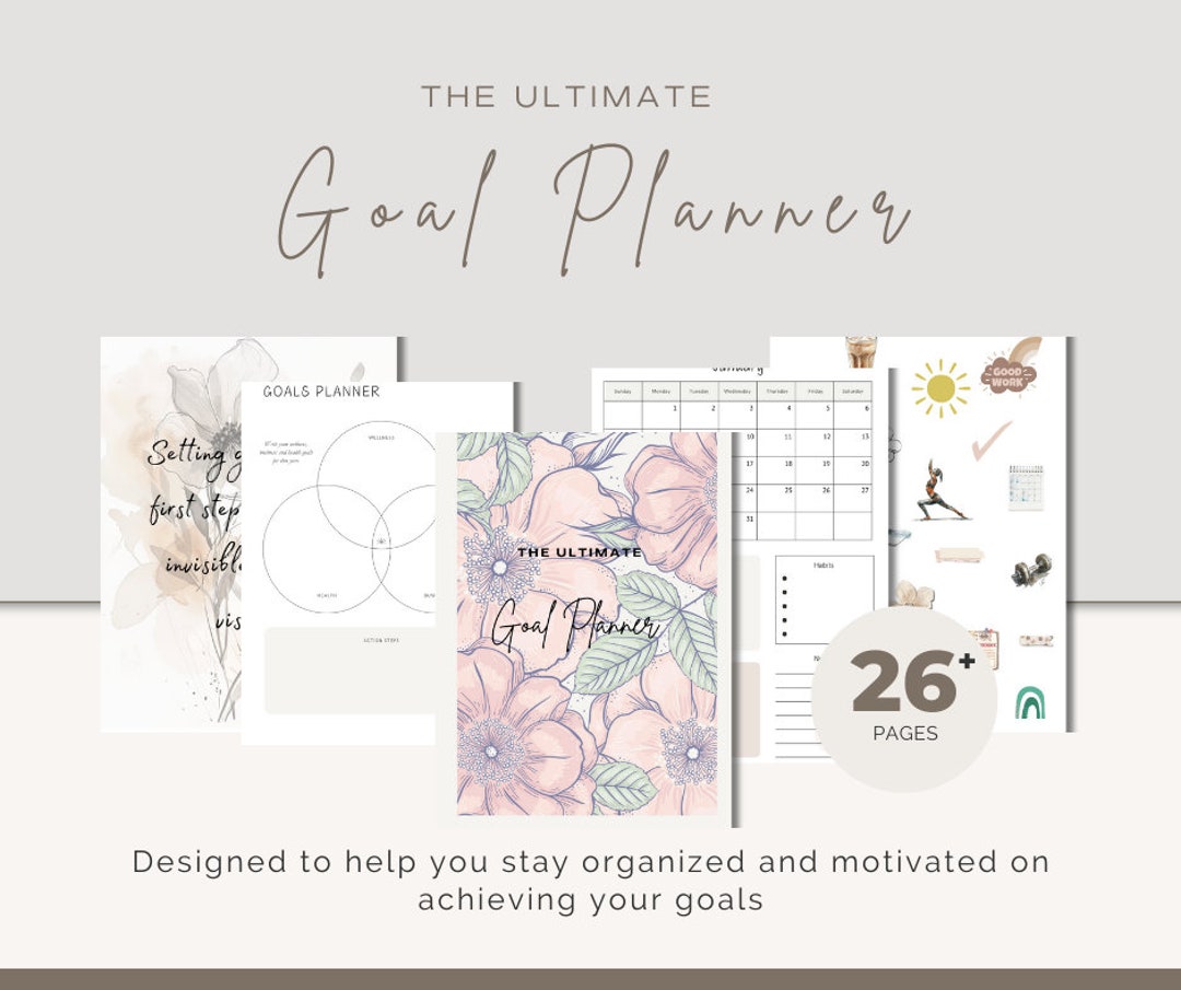 Digital Goal Planning Kit - Printable Yearly Planner, Editable Goal ...