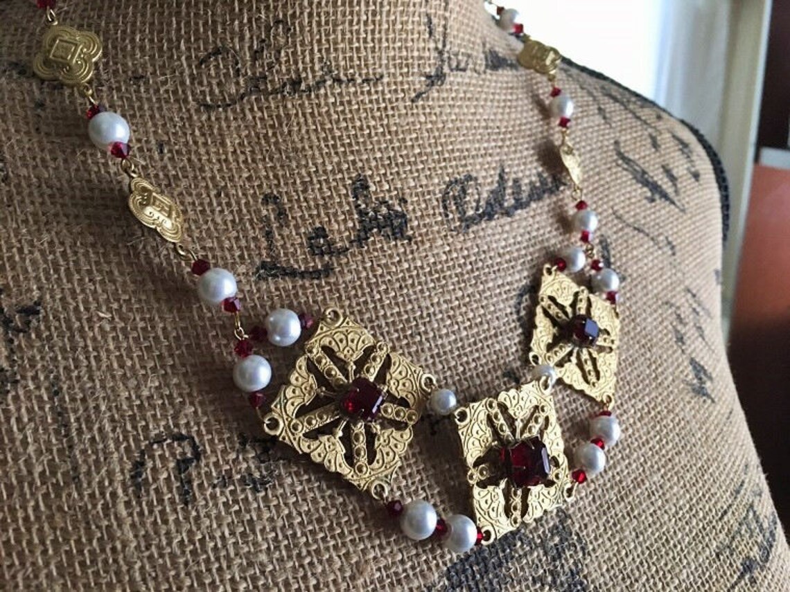 Chain Necklace Medieval Renaissance Fantasy Steampunk Gold Plated ...