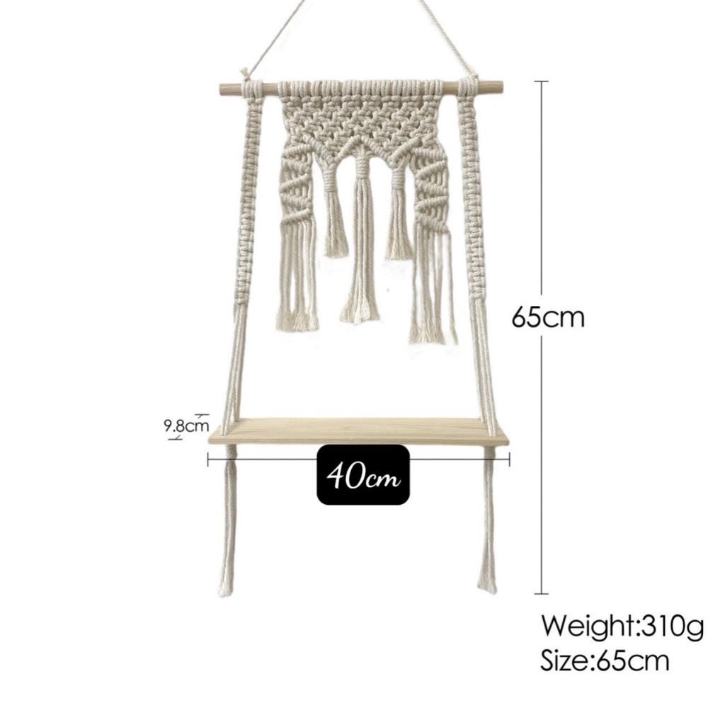 Boho Macramé Shelf Rustic Wall Hanging Display for Home Decor, Macrame ...