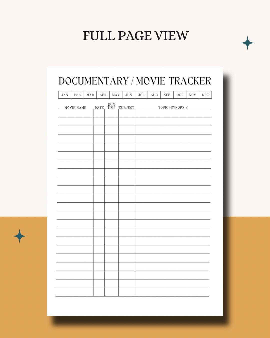 Minimalist Movie Tracker | Printable Film Log (digital PDF) - Etsy ...