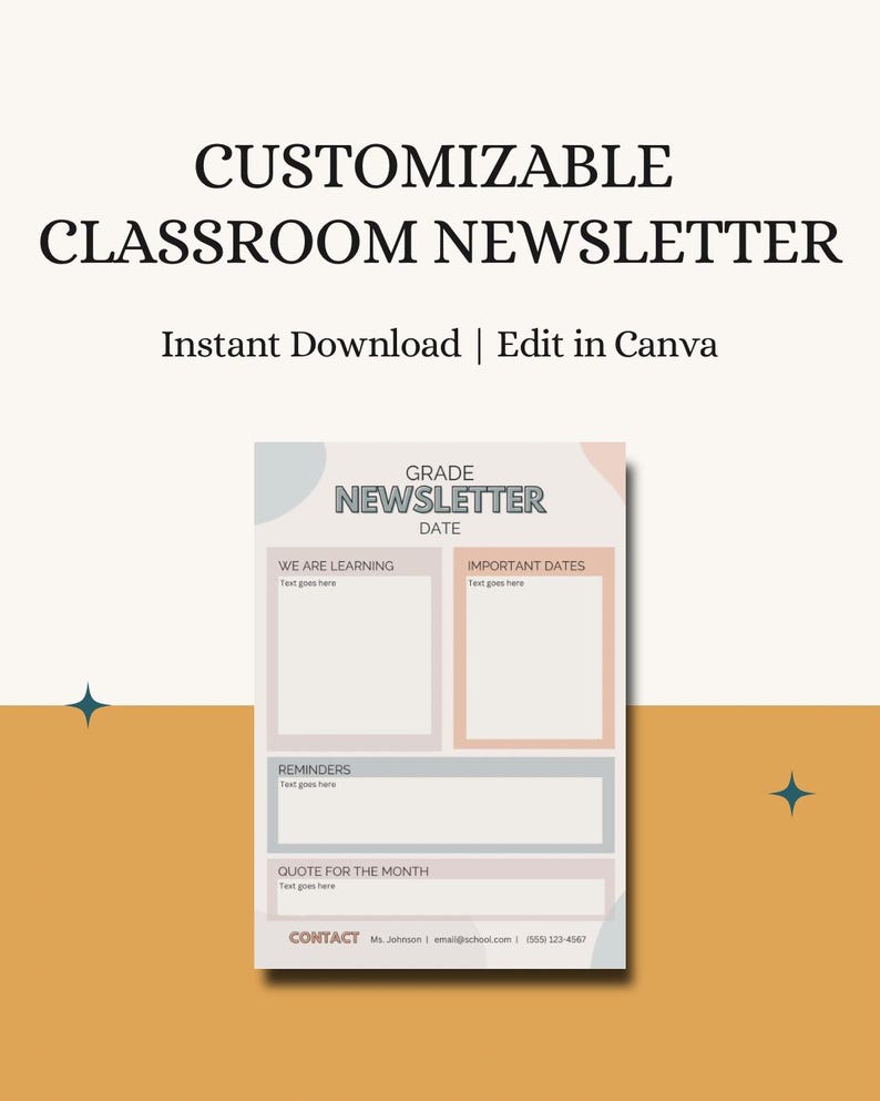 Editable Classroom Newsletter Template | Neutral Design (PDF) - Etsy
