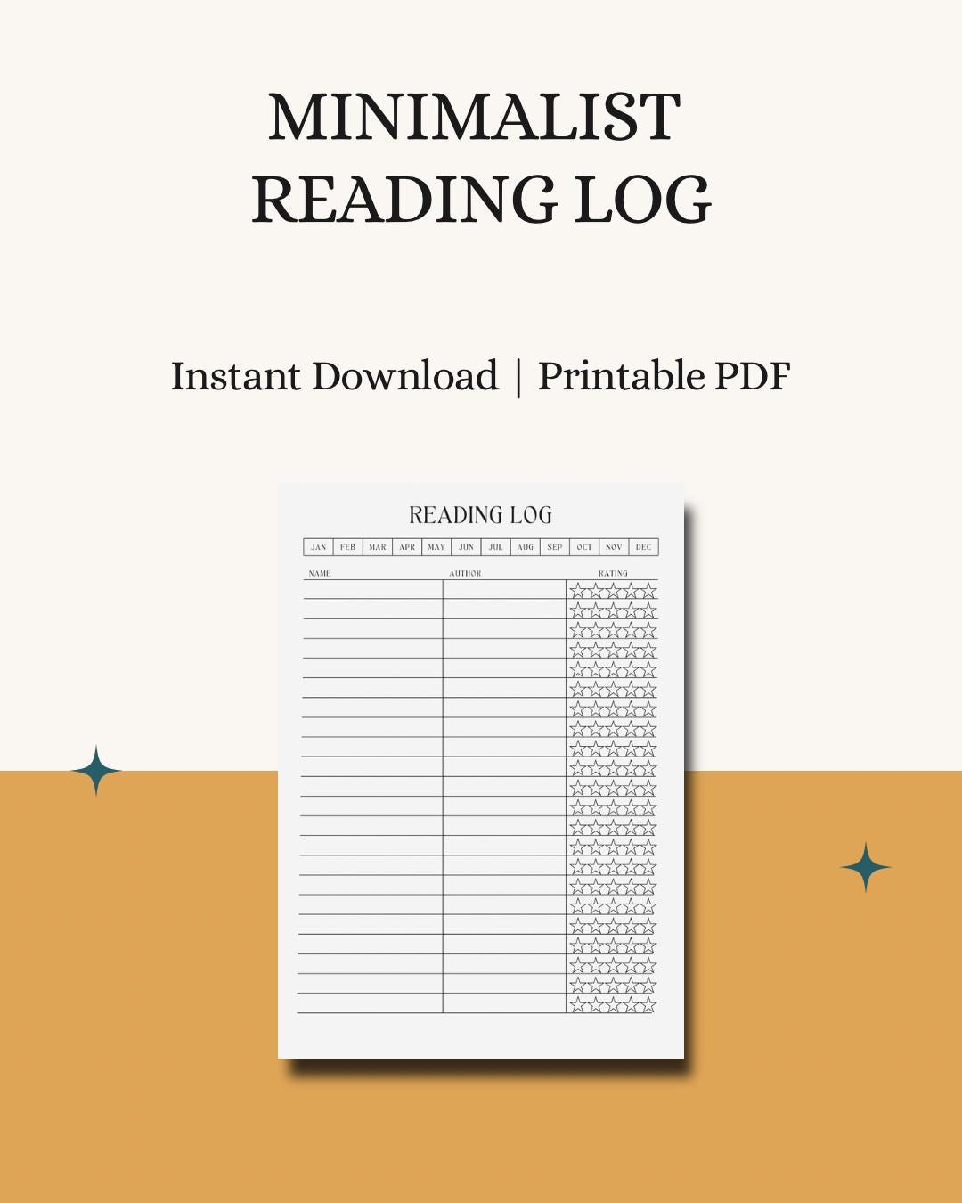 Minimalist Reading Log Printable | Book Tracker (digital Download) - Etsy